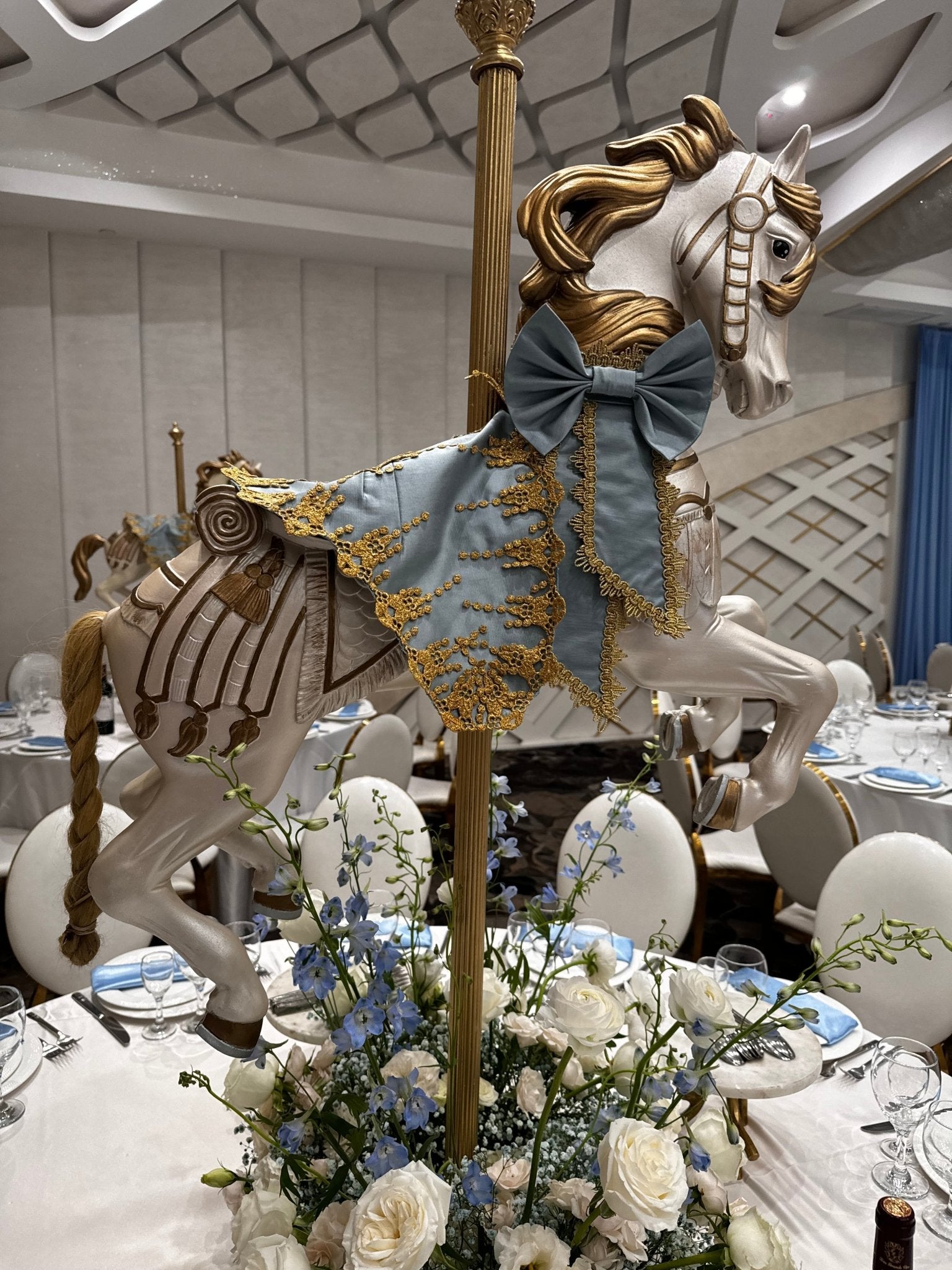 Carousel Horse Blue/Gold – Custom Prop Rentals